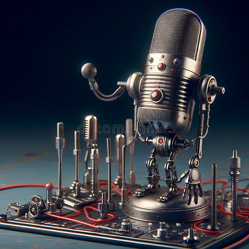 Robot Microphone with Vintage Design and Mechanical Features ...