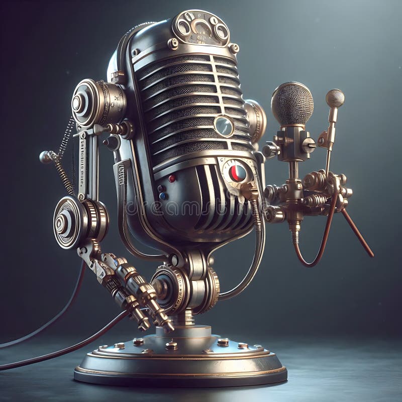 Robot Microphone with Vintage Design and Mechanical Features ...