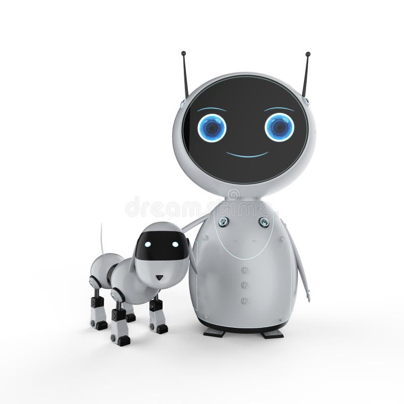 Robot mignon avec le chien illustration stock. Illustration du cyborg ...