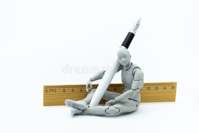 Robot Model with Pen and Ruler. Image Use for Create Idea of Work ...