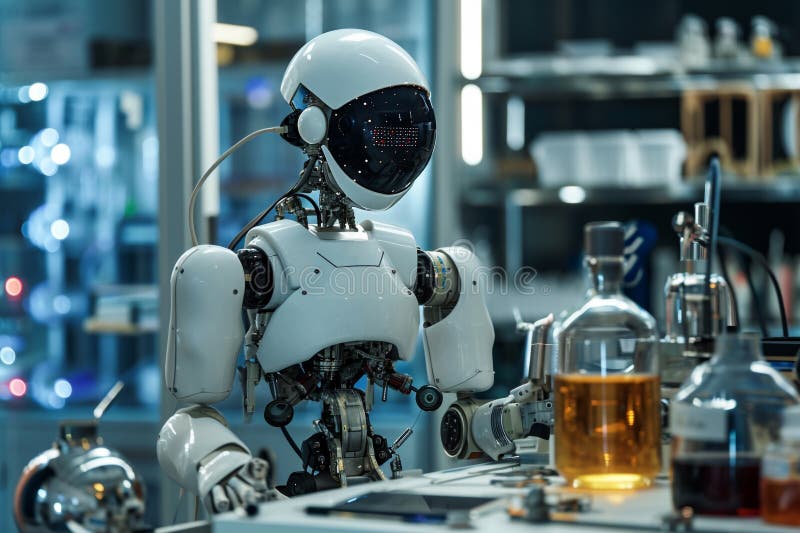 Robot in Modern Laboratory As a Scientist, Laboratory Assistant ...