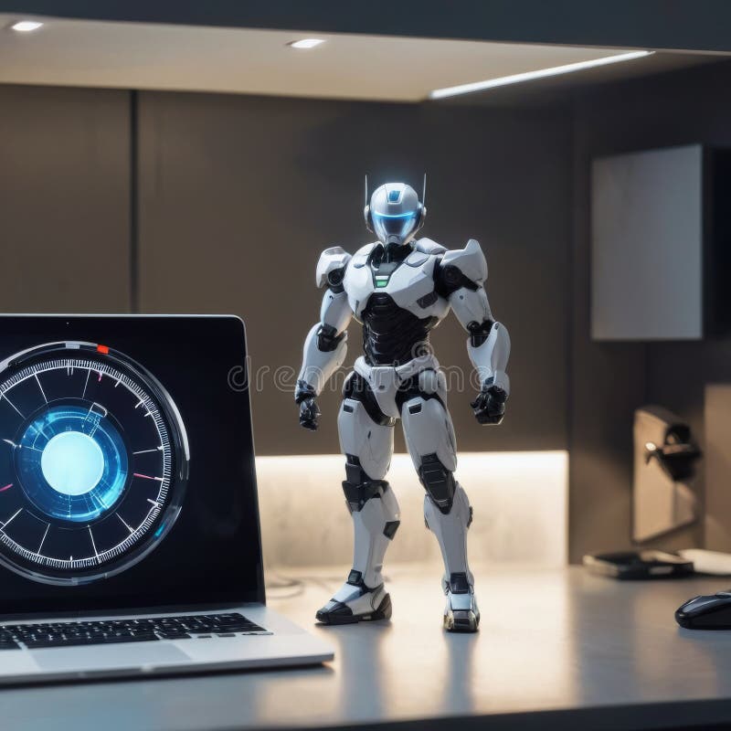 Robot in Modern Office Setting Stock Image - Image of productivity ...