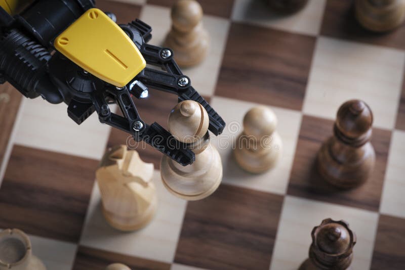 Close-up View of Robot Playing Chess Stock Image - Image of chess ...