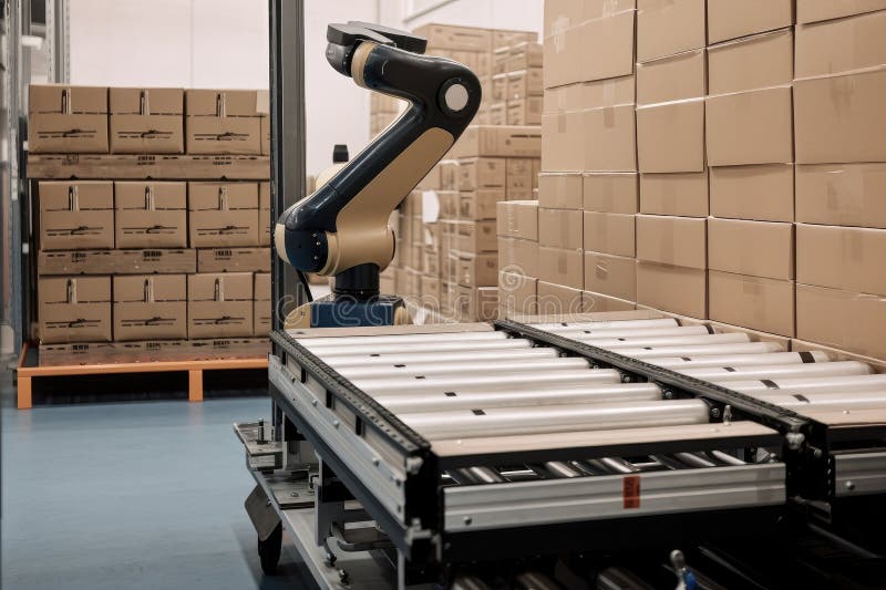A Robot Moving a Pallet of Goods with Extreme Precision Stock ...