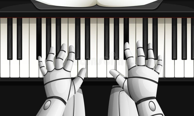 Robot Musician Plays Musical Composition on Piano Stock Vector ...