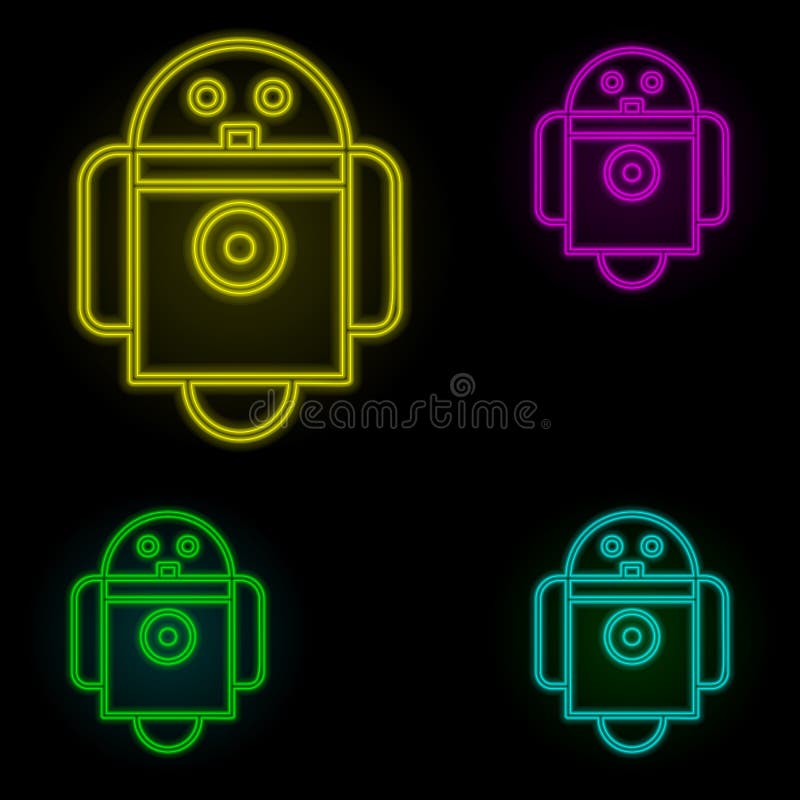 Robot Neon Color Set Icon. Simple Thin Line, Outline Vector of ...
