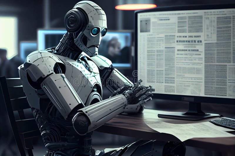 Robot Online Assistance and Machine Customers Support Stock ...