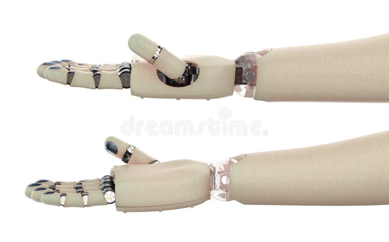 Robot Open Hand with Human Skin Stock Illustration - Illustration of ...