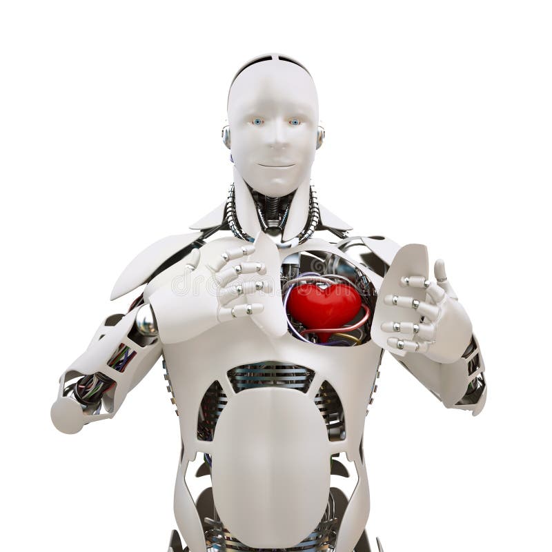 Robot with open heart stock illustration. Illustration of heart - 12571464