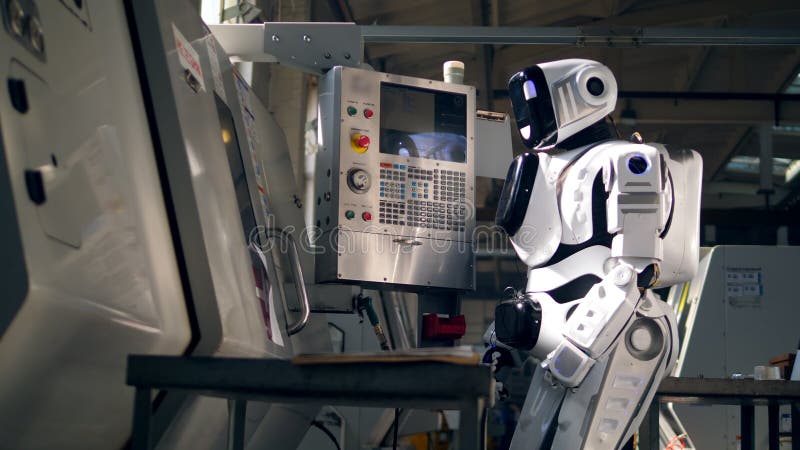 Robot is Operating a Console with Buttons Stock Video - Video of ...