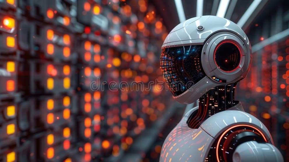 Robot Operating in Data Center Stock Image - Image of processing ...