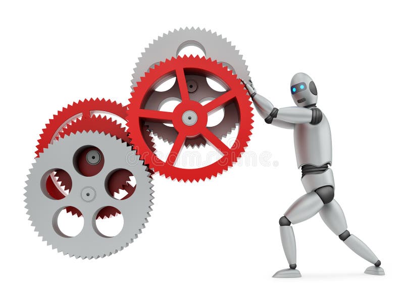 Robot operating gears stock illustration. Illustration of machine ...
