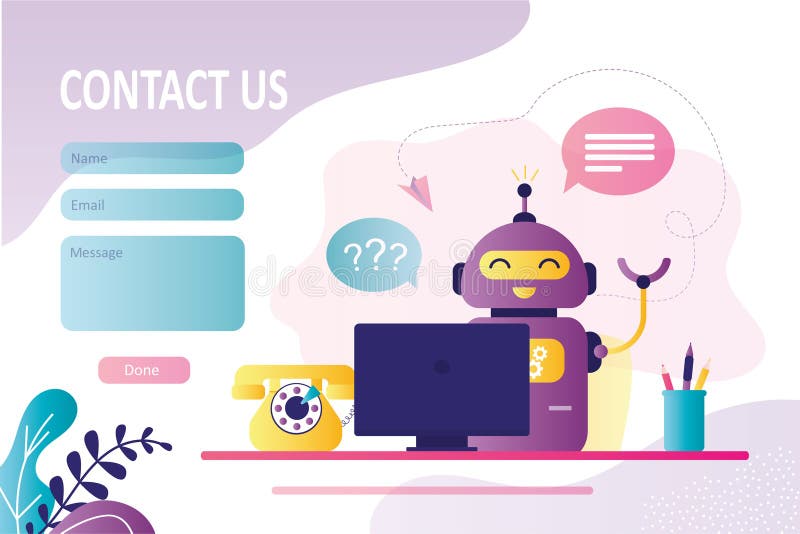 Robot Operator Communicates with Clients on Various Issues. Contact Us ...