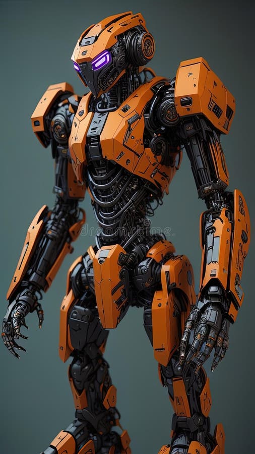 A Robot with Orange Skin Isolated on Grey Background. Generative Ai ...