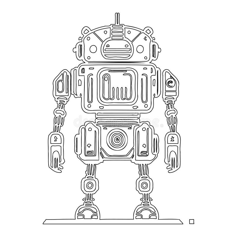 Robot Outline Illustration Sketch Stock Vector - Illustration of ...