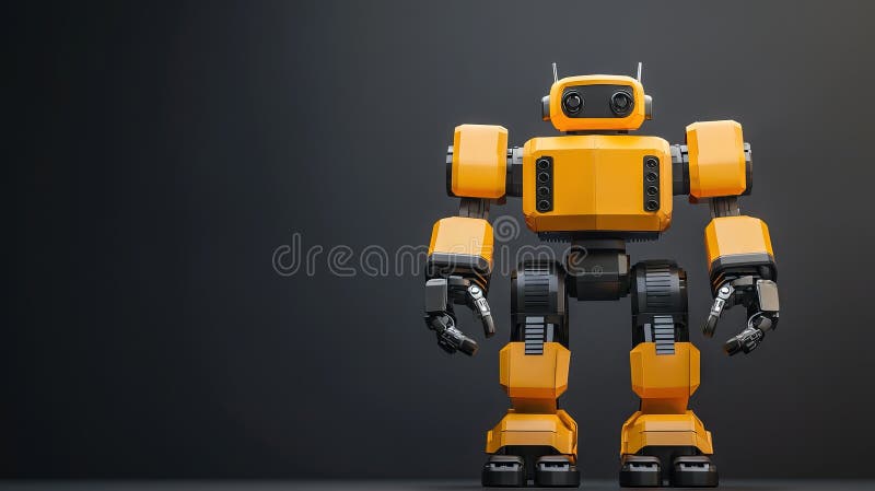 Robot Painted in the Colors Standing Upright, Isolated on a Simple ...