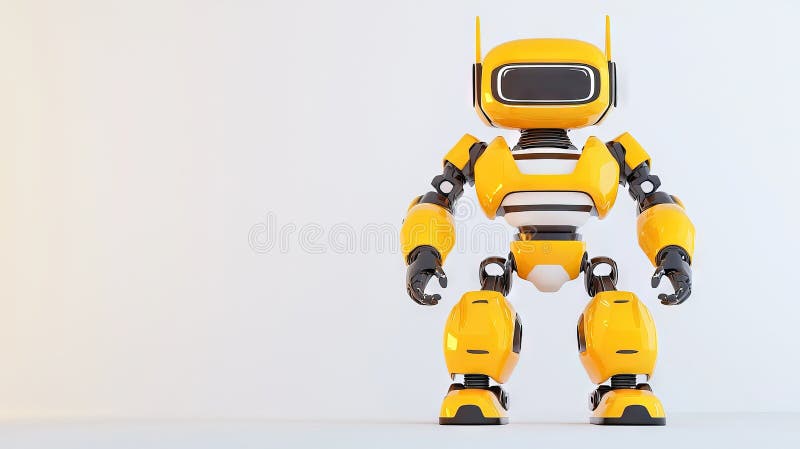 Robot Painted in the Colors Standing Upright, Isolated on a Simple ...