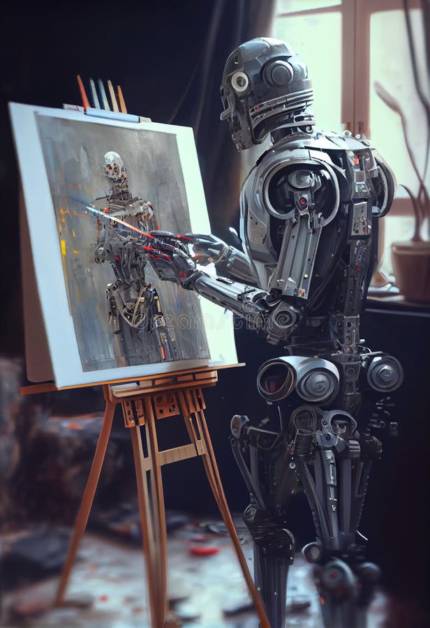 Robot Painting Artificial Intelligence Ai Stock Illustration ...