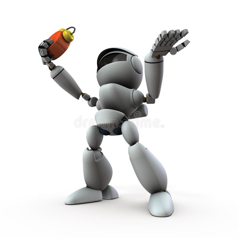 A Robot Panicking at an Alarm Clock. Stock Illustration - Illustration ...