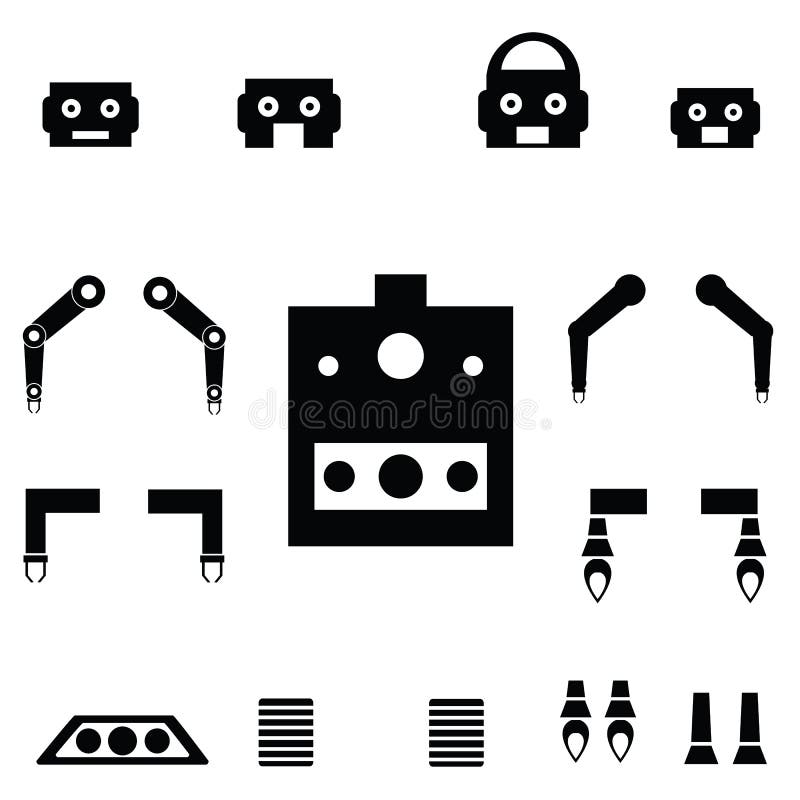 Robot parts icon set stock vector. Illustration of machinery - 102687000