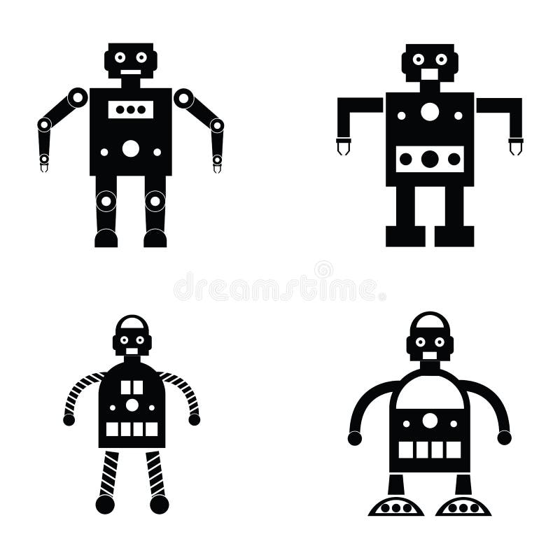 Robot parts icon set stock vector. Illustration of manufacturing ...