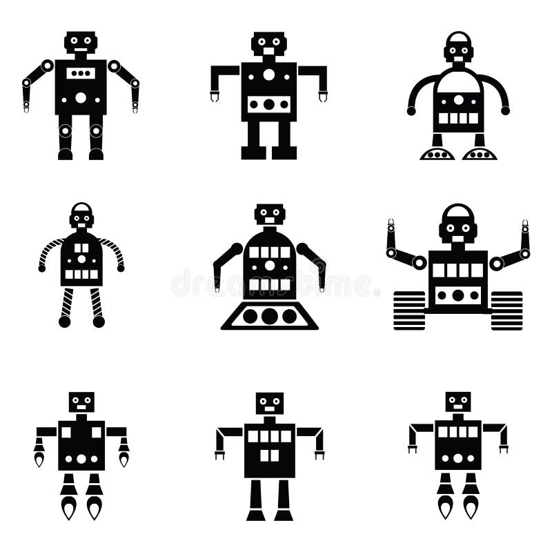 Robot parts icon set stock vector. Illustration of design - 102686891