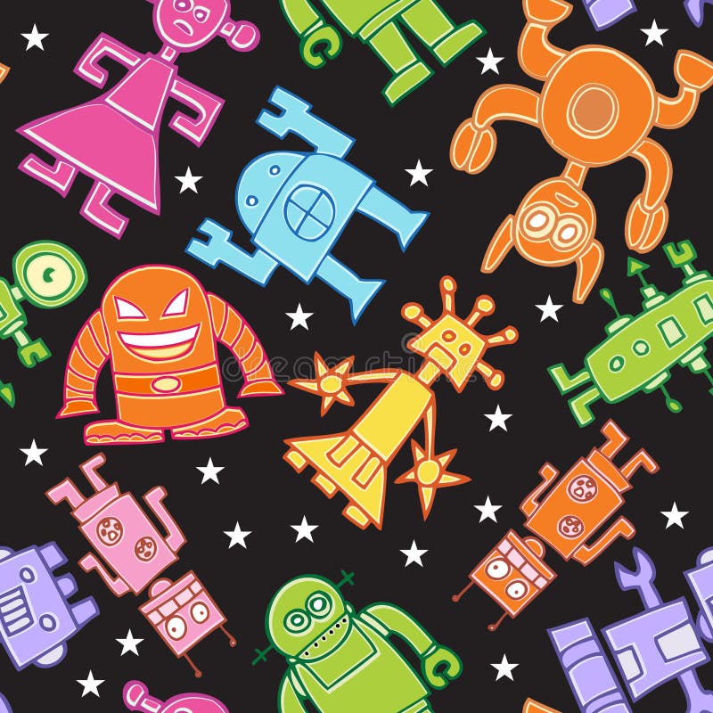 Robot Pattern stock vector. Illustration of pattern, stars - 9437364