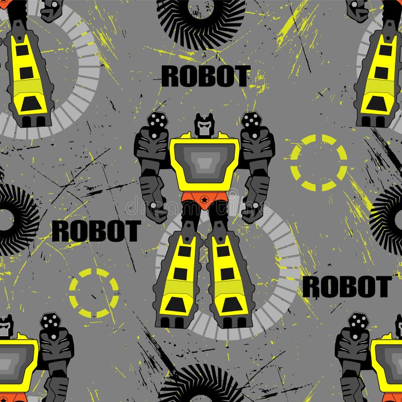 Robot Pattern for Boys. Cool Robots, Circles, Geometric Elements and ...