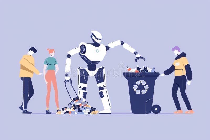 People Sorting Garbage. Men and Women Separate Waste and Throwing Trash ...