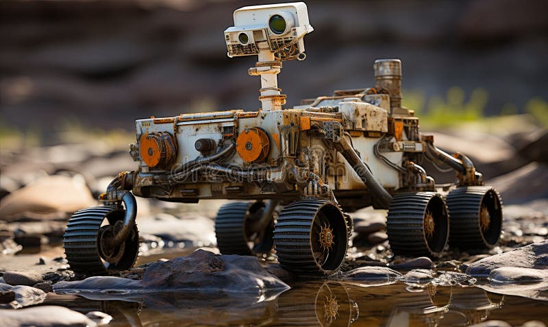 Robot Sitting Rocks Water Stock Photos - Free & Royalty-Free Stock ...