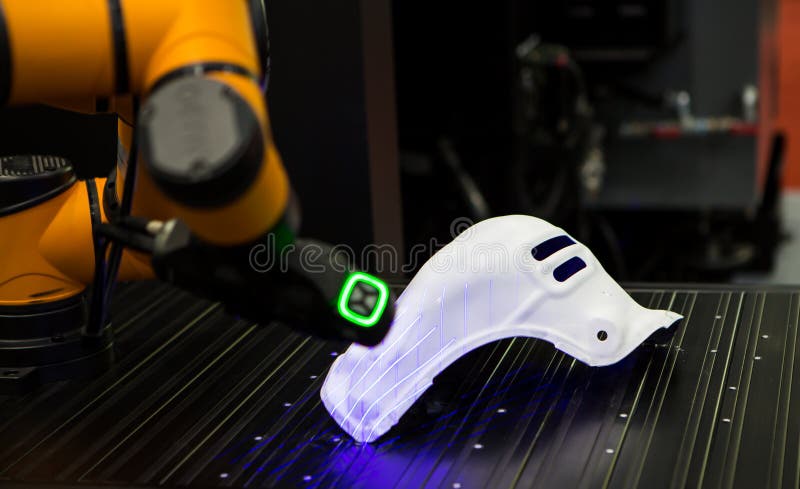 Robot Perform 3D Scan on Workpiece Stock Image - Image of industrial ...