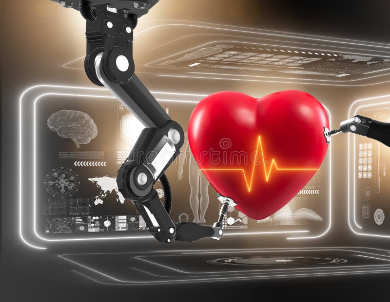 Robot Performing Surgery on Heart Stock Image - Image of equipment ...