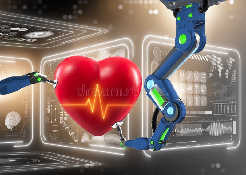 Robot Performing Surgery on Heart Stock Photo - Image of healthy ...