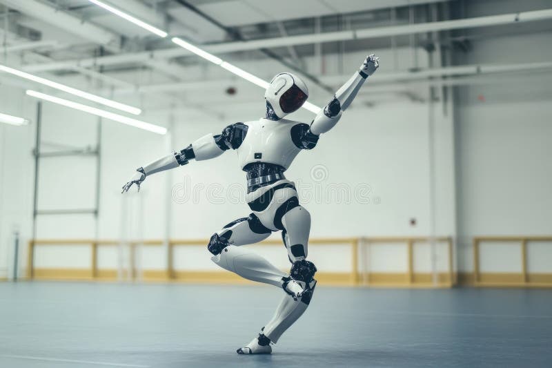 Robot Performs Dynamic Dance in a Minimalist Studio Environment Stock ...