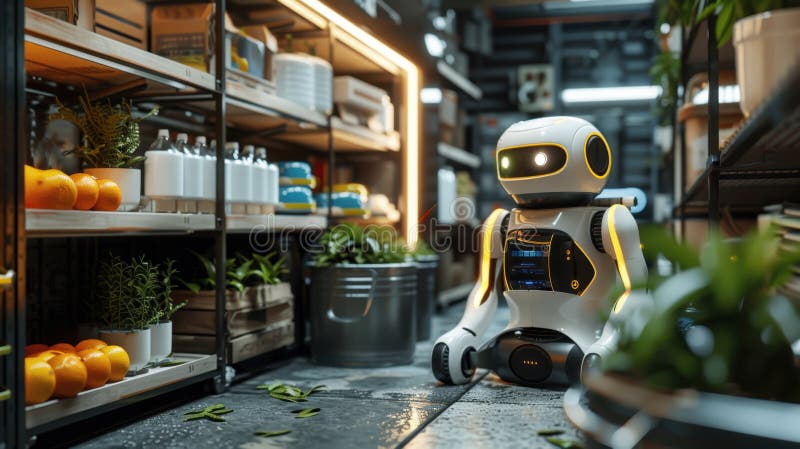 A Robot Performs Everyday Work. Artificial Intelligence Concept for the ...