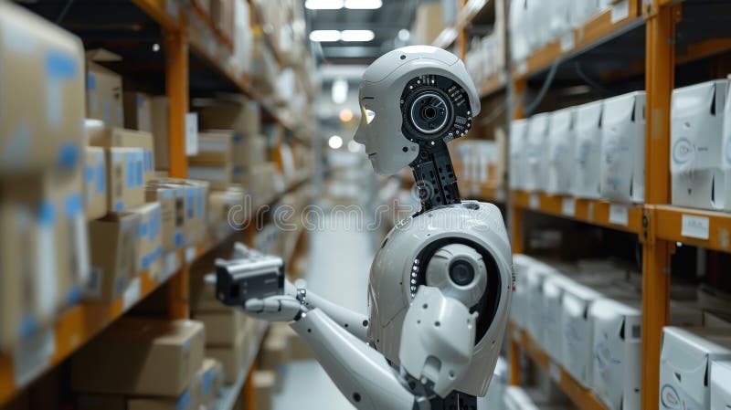 A Robot Performs Everyday Work. Artificial Intelligence Concept for the ...