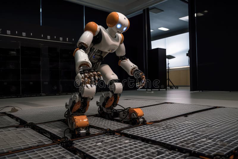 A Robot Performs Precise Movements, Programmed in Simulation Stock ...