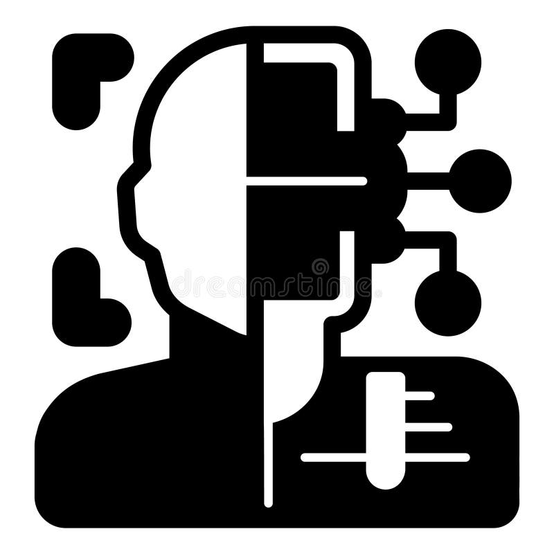 Robot or Person Recognition Solid Icon, Neural Network Concept. Vector ...