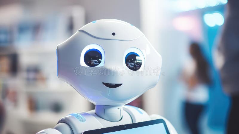 Robot Personal Assistant Helps Man Stock Photo - Image of technology ...