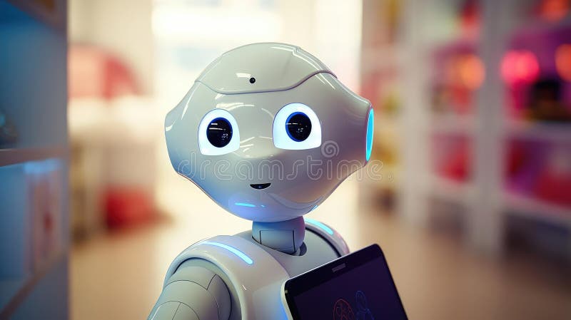 Robot Personal Assistant Helps Man Stock Photo - Image of robotic, talk ...