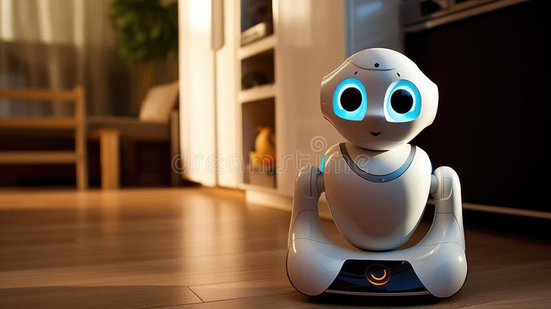 Robot Personal Assistant Helps Man Stock Image - Image of concept, auto ...
