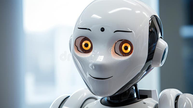 Robot Personal Assistant Helps Man Stock Illustration - Illustration of ...