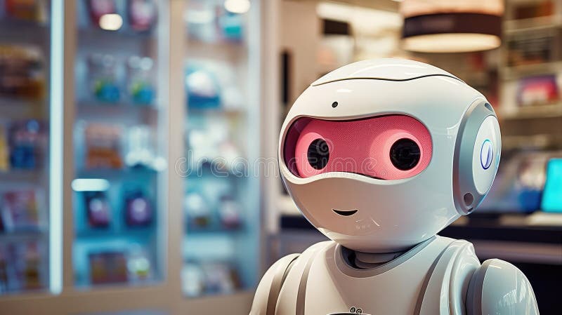 Robot Personal Assistant Helps Man Stock Illustration - Illustration of ...