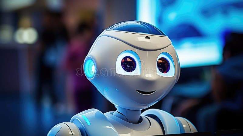 Robot Personal Assistant Helps Man Stock Illustration - Illustration of ...