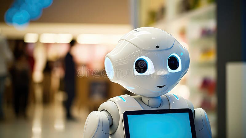 Robot Personal Assistant Helps Man Stock Image - Image of smart, health ...