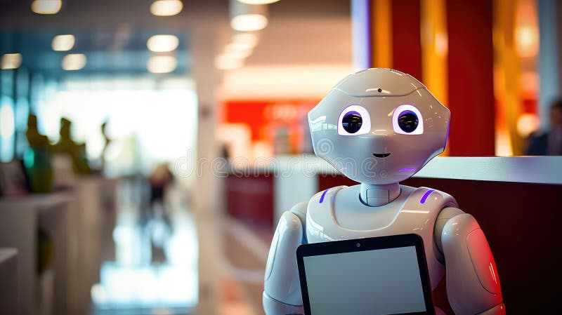 Robot Personal Assistant Helps Man Stock Illustration - Illustration of ...