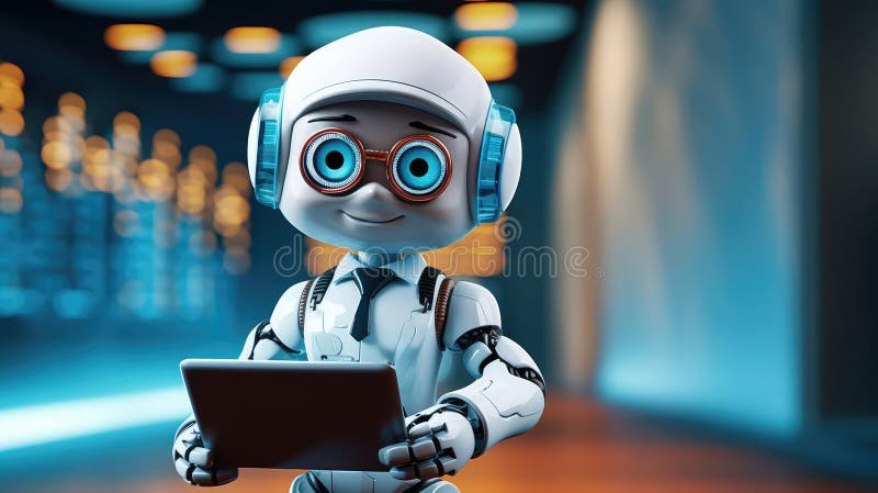Robot Personal Assistant Helps Man Stock Image - Image of gadget ...