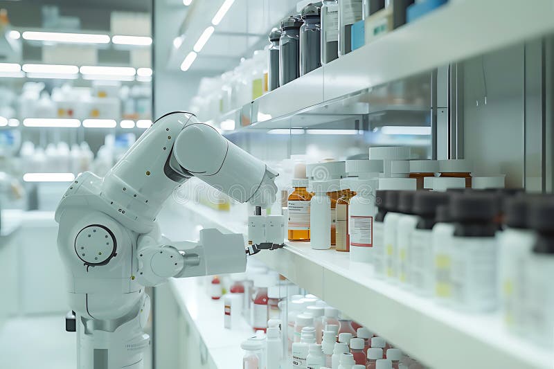 Robot Pharmacist Dispenses Medicine in the Pharmacy of the Future Stock ...