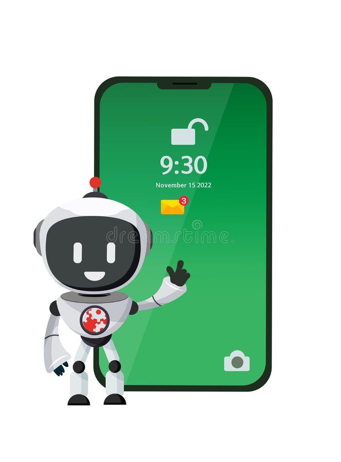 Robot Phone Security Vector Design. Mobile Smart Phone Safety Device ...