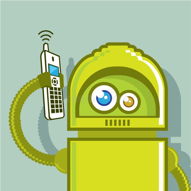 Robot on the Phone Vector Icon Stock Vector - Illustration of robotic ...